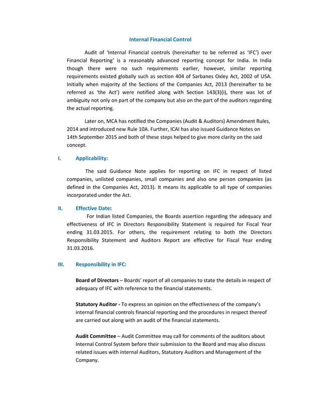Internal FInancial Control | PDF