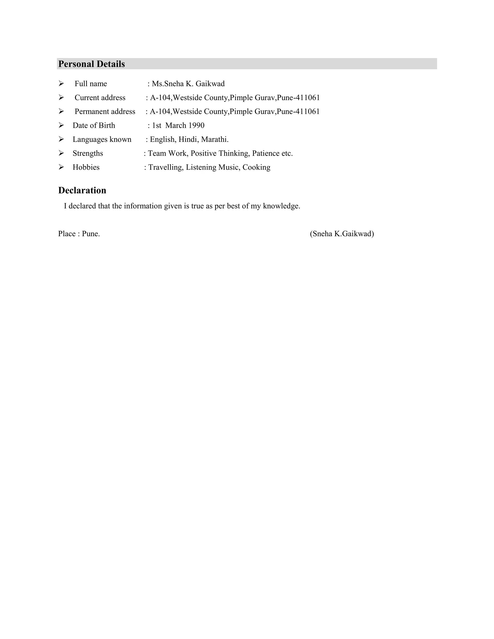 Sneha_Resume (1) | PDF