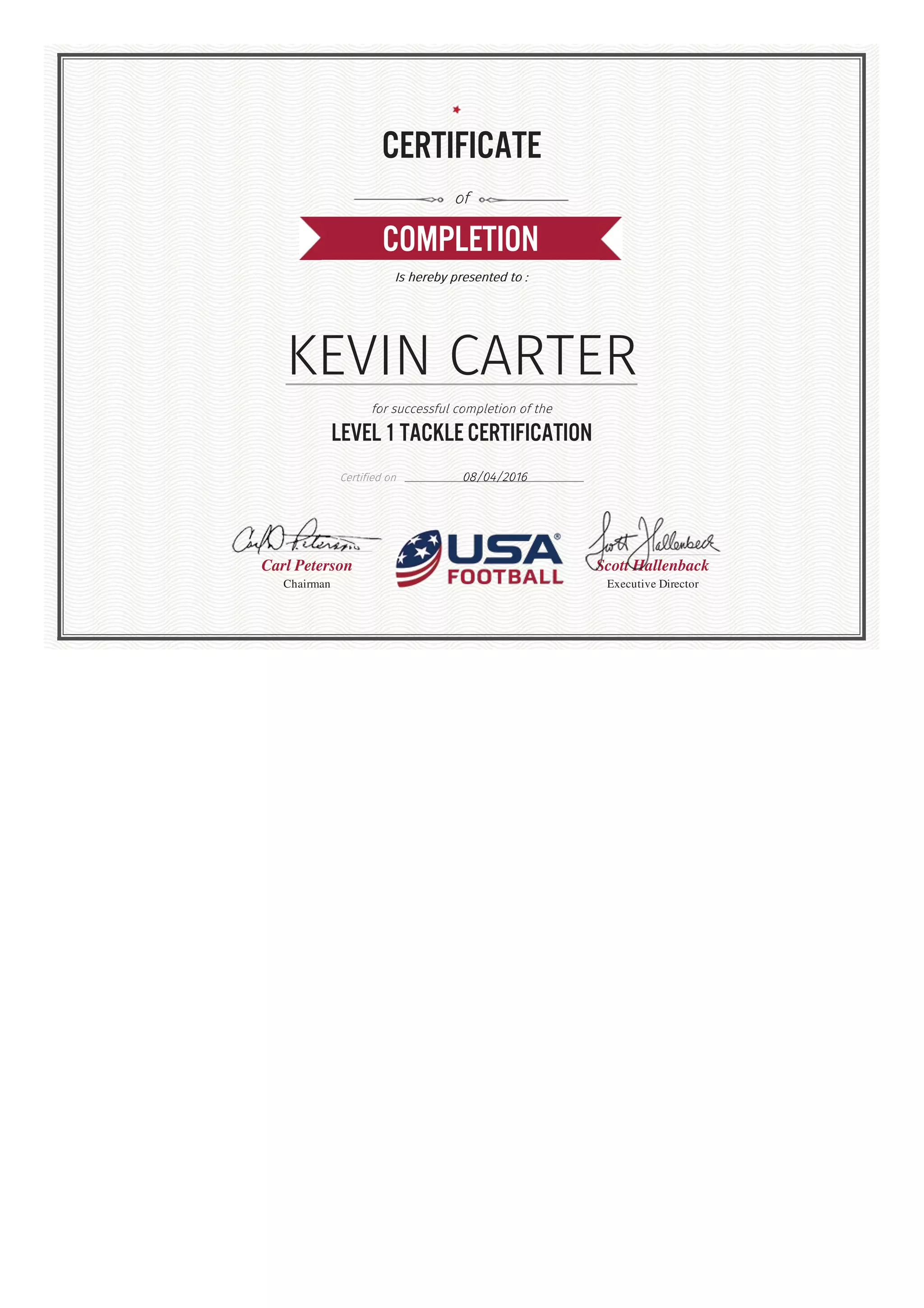 USA Football - Level 1 Tackle Certification | PDF