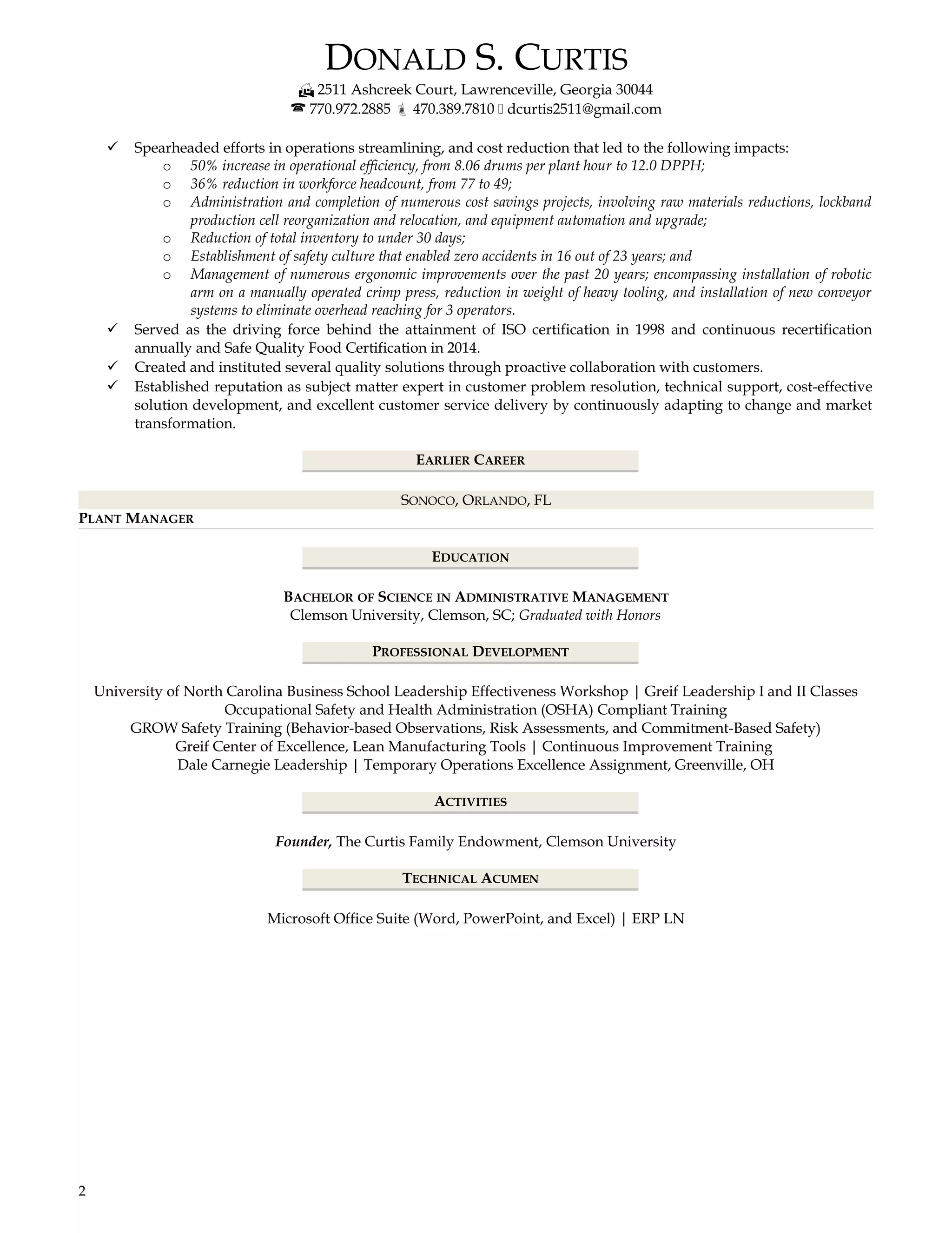 Donald Curtis Resume | DOC