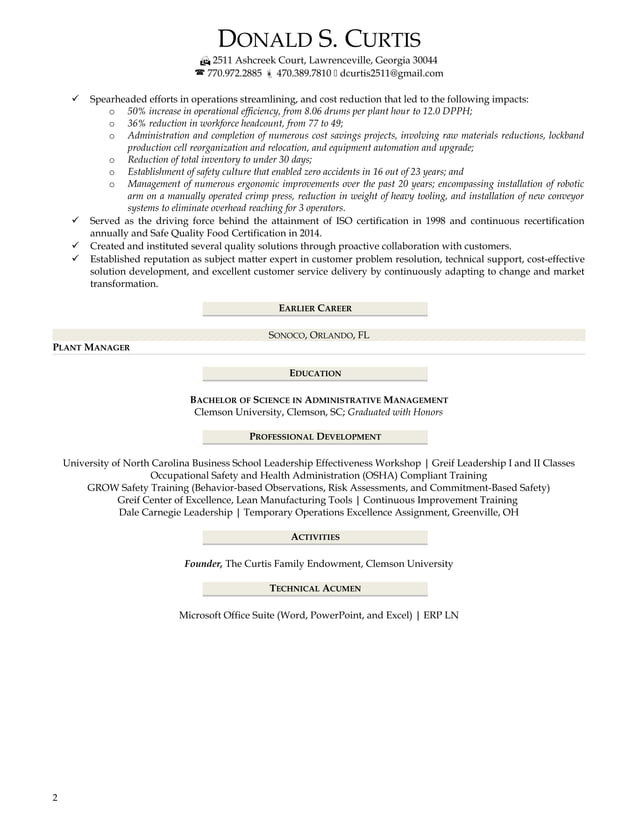 Donald Curtis Resume | PDF
