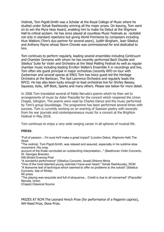 Tom Pigott-Smith Violin | PDF | Classical Music | Music