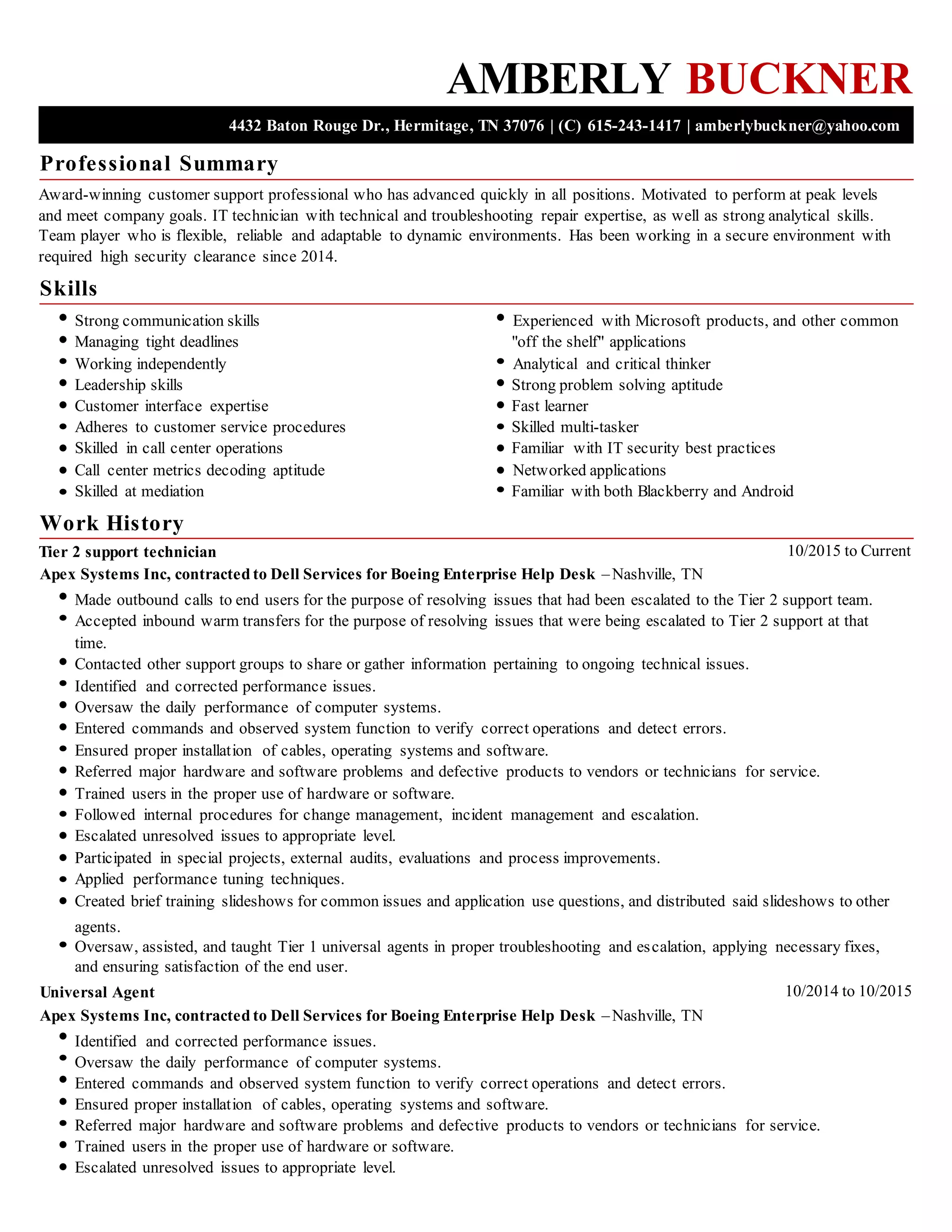 Amberly Buckner Resume 2 | PDF