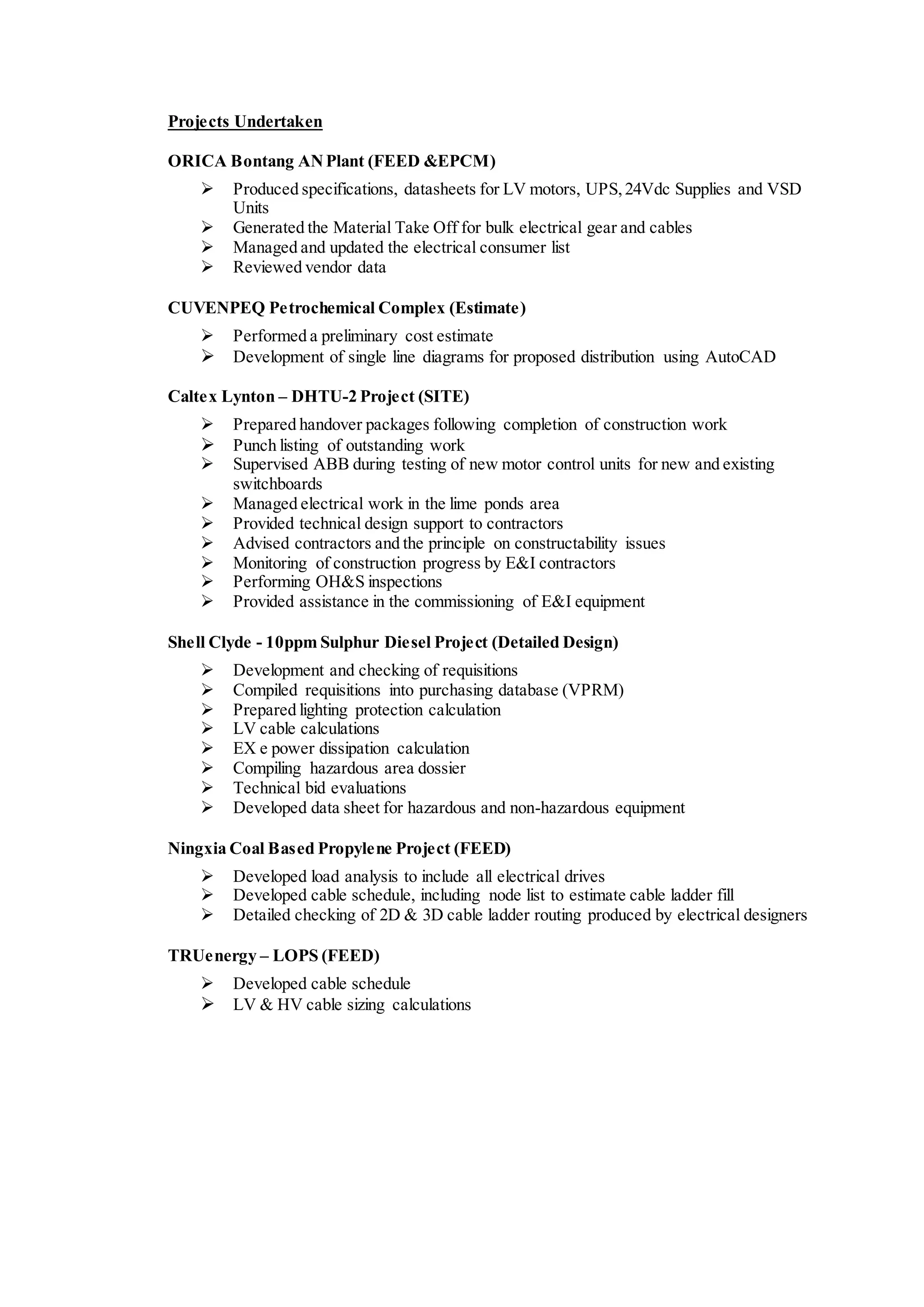 Uhde Shedden Project Undertaken | PDF