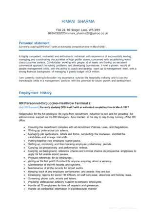 Himani Sharma C.V.-3 | DOCX | Human Resources | Business