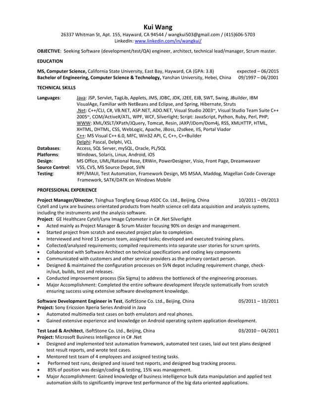 Kui Wang Resume | PDF