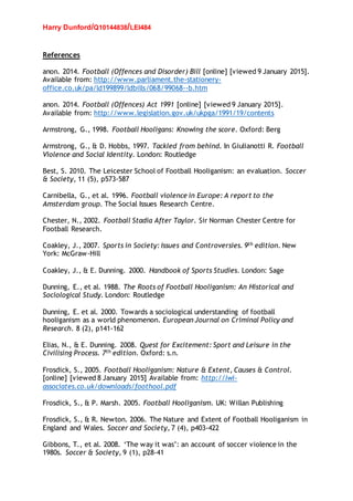 CSI Essay - Football Hooliganism | DOCX