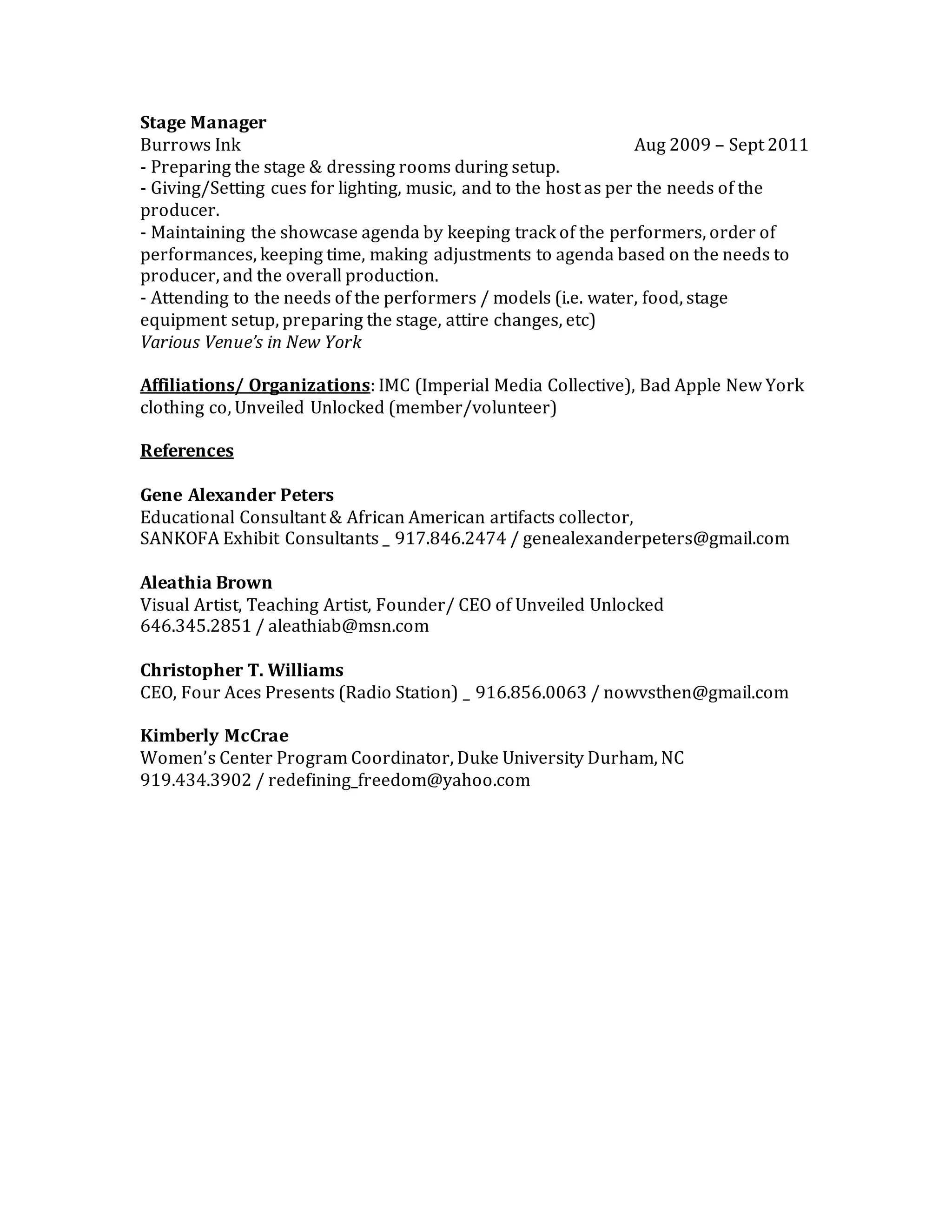 Performance ResumeRobyn BE Baxter 2016 | PDF