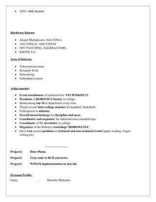 resume manisha | DOC