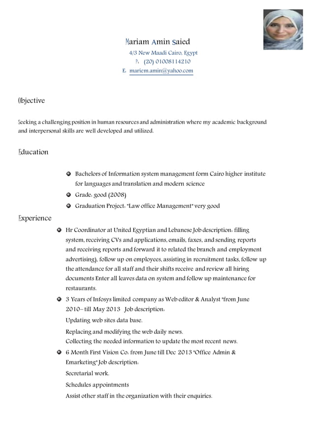 Mariem Amin CVs | DOCX | Human Resources | Business