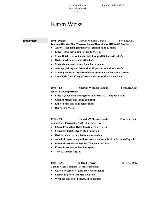 Karen's Resume | DOC | Business | Business and Finance