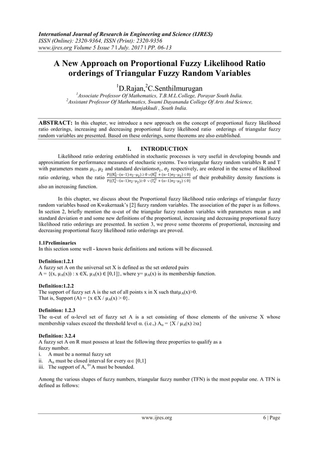A New Approach on Proportional Fuzzy Likelihood Ratio orderings of Triangular Fuzzy Random ...