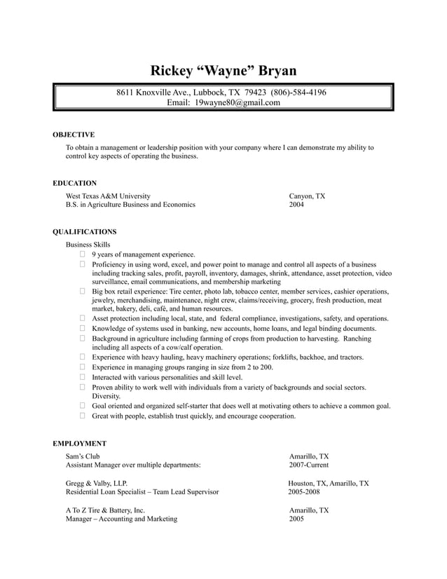 Wayne Bryan Resume | PDF
