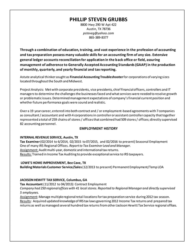 GRUBBS, PS_RESUME 03052016_ | PDF