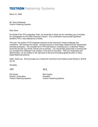 ChairmanAwardLetter Helstowski | PDF