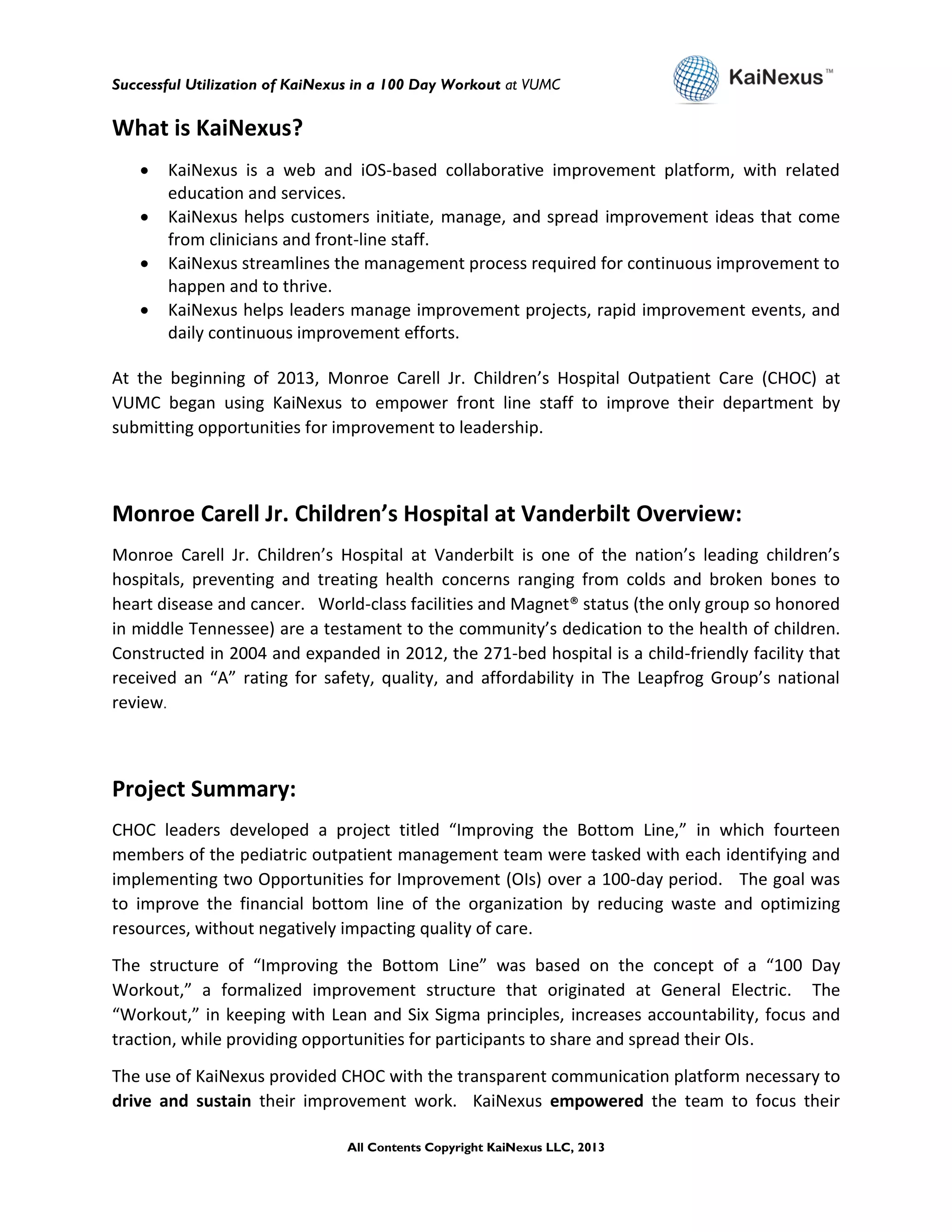 VUMC 100 Day Workout White Paper | PDF