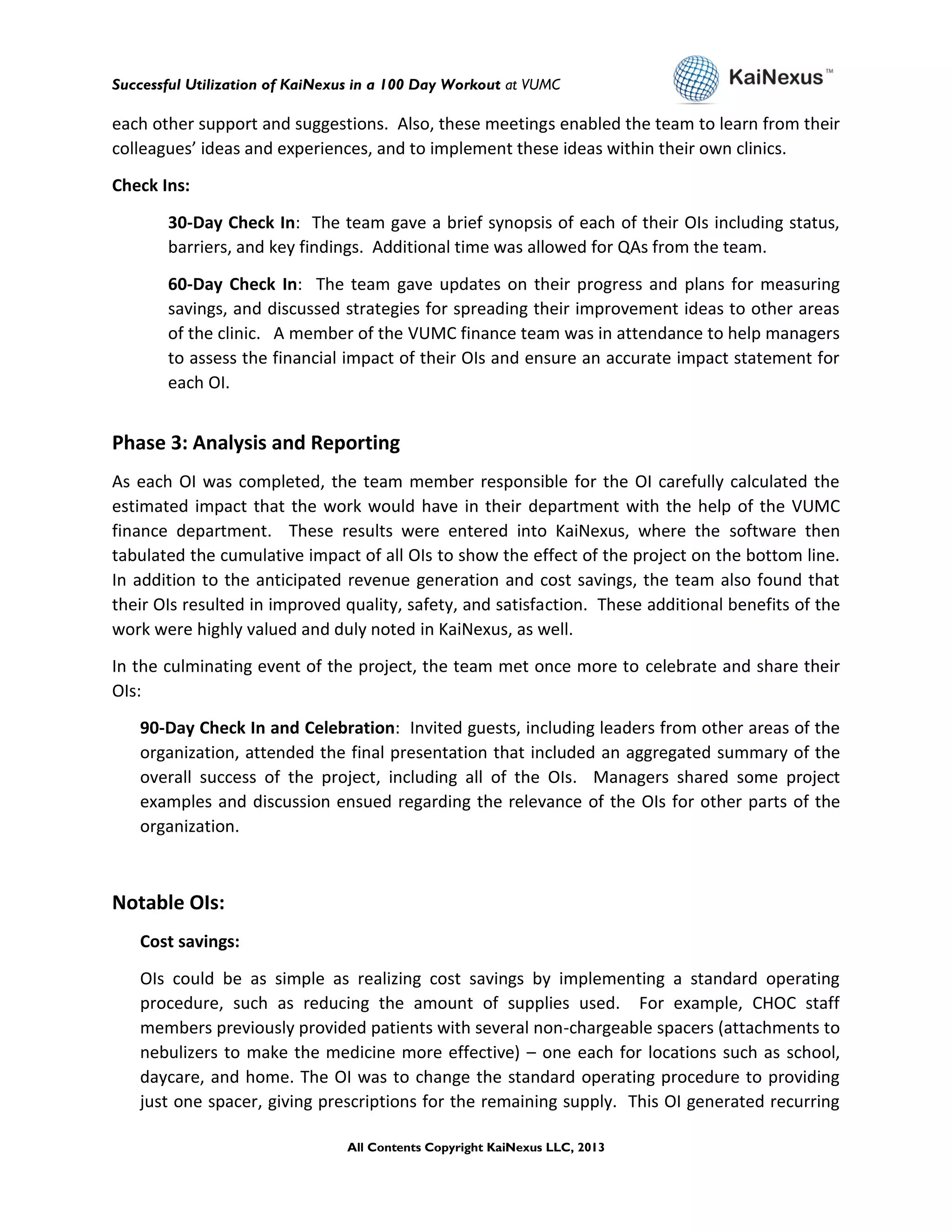 VUMC 100 Day Workout White Paper | PDF