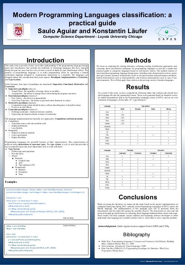 Modern Programming Languages classification Poster