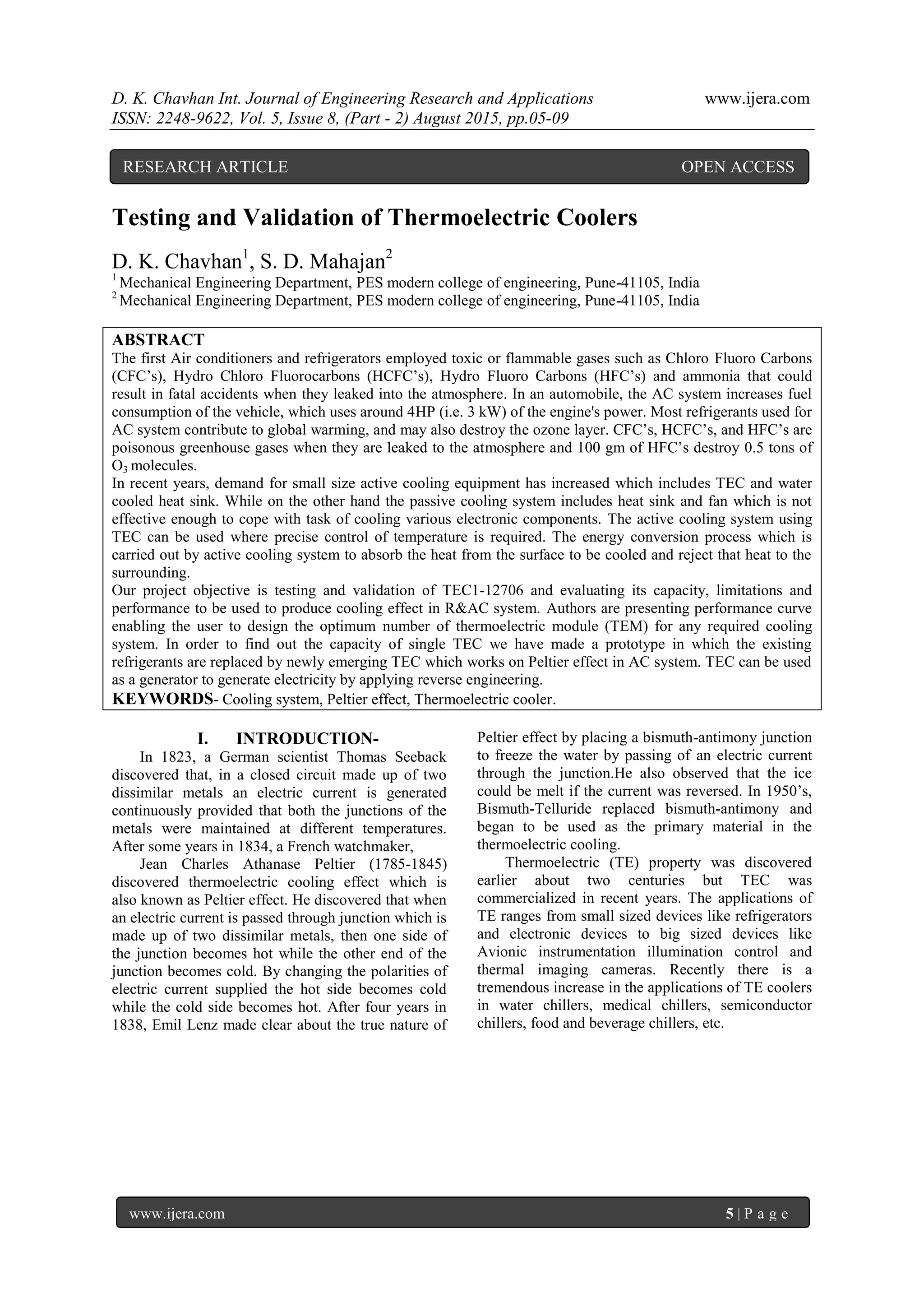 Testing and Validation of Thermoelectric Coolers | PDF
