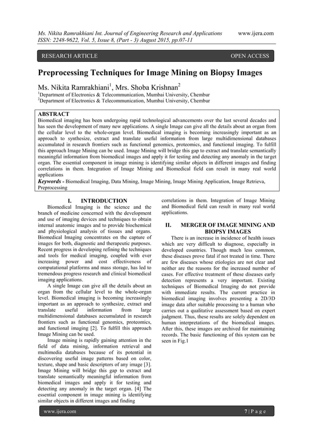 Preprocessing Techniques for Image Mining on Biopsy Images | PDF