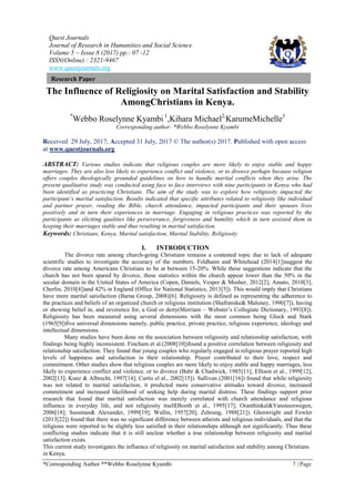 The Influence of Religiosity on Marital Satisfaction and Stability ...