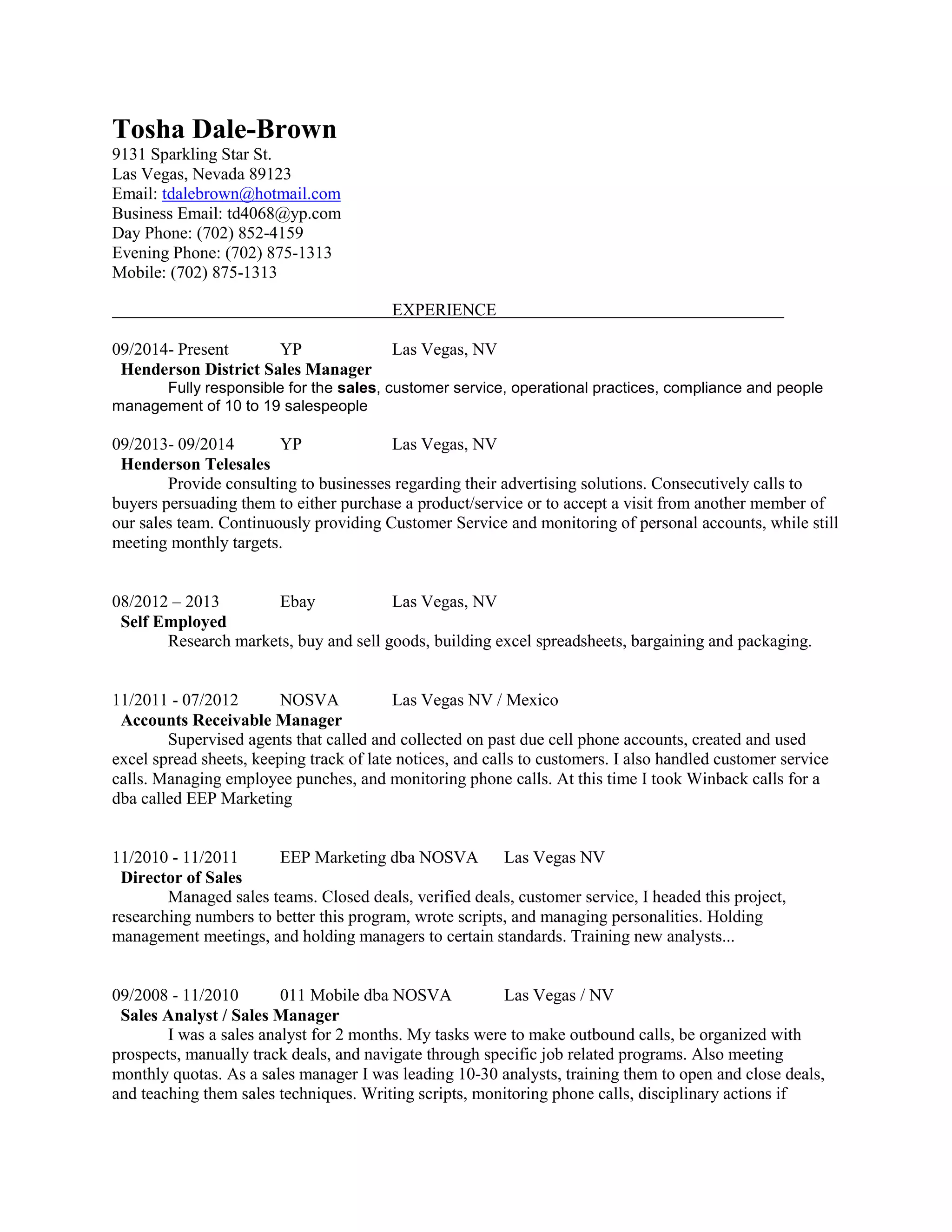 Tosha Dale resume updated | PDF
