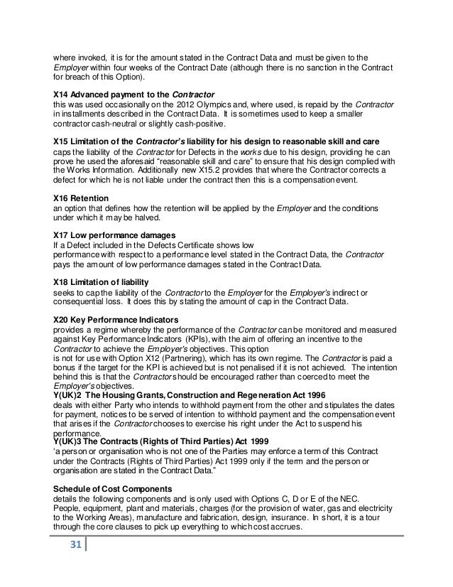 13-06-17 Notes on the NEC ECC Option C contract