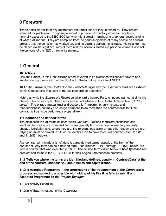 13-06-17 Notes on the NEC ECC Option C contract