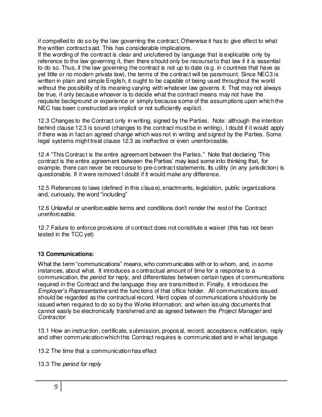 13-06-17 Notes on the NEC ECC Option C contract