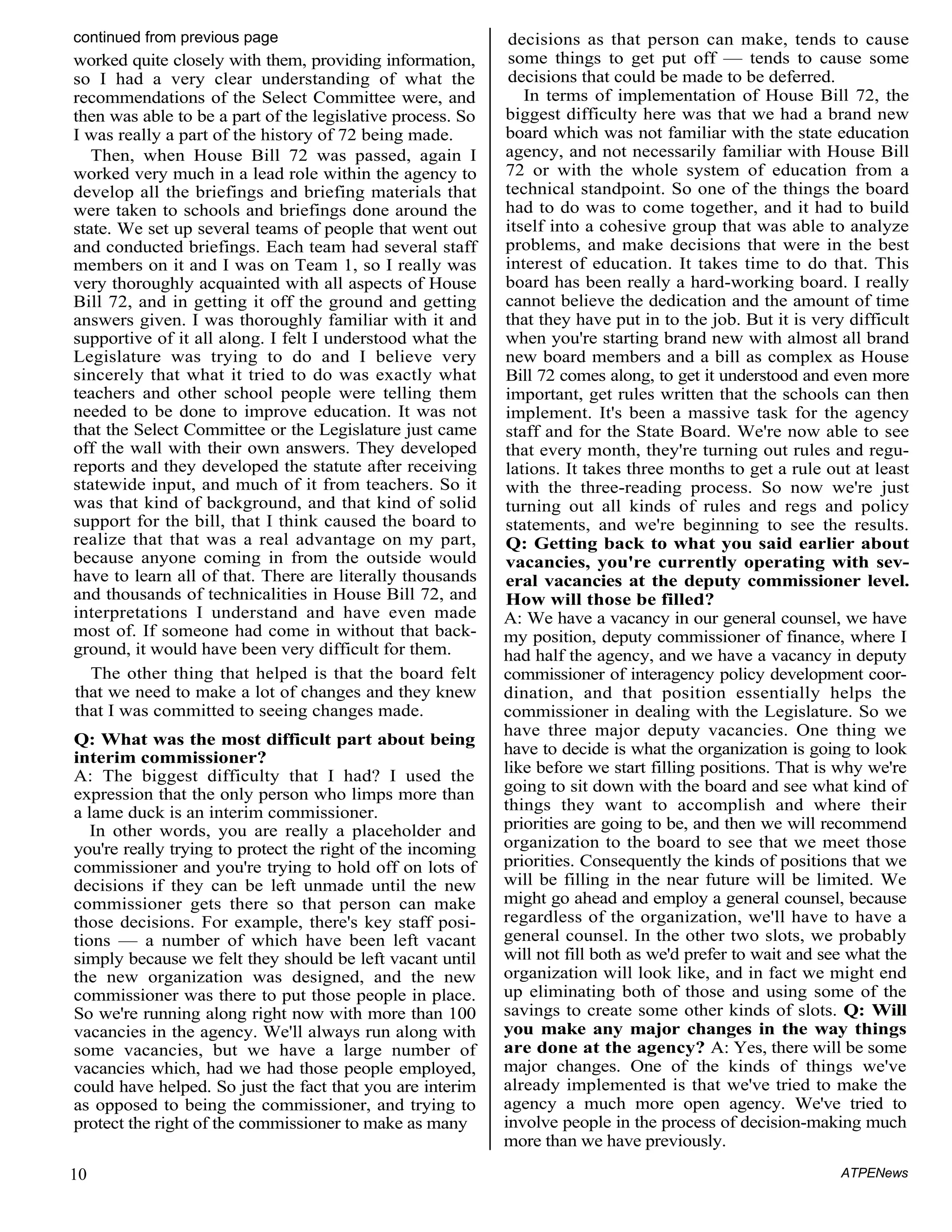 Q&A interview with Education Commissioner Bill Kirby | PDF