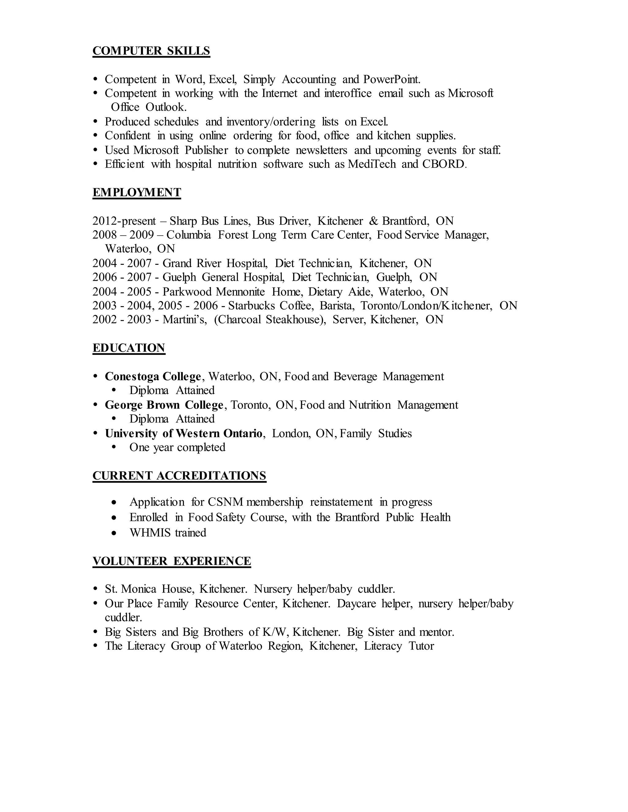 Sonya Parasram Resume.doc | Dining Out | Food & Drink