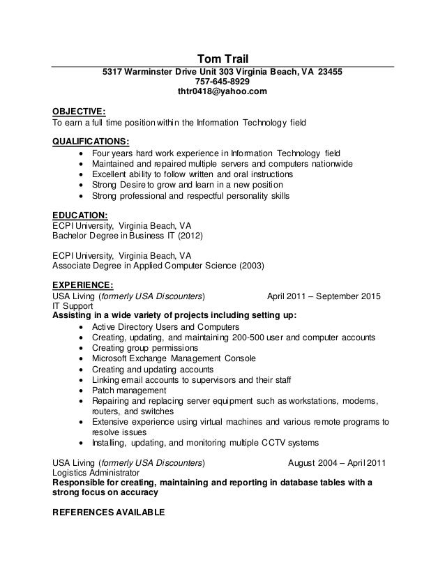Tom Trail - resume