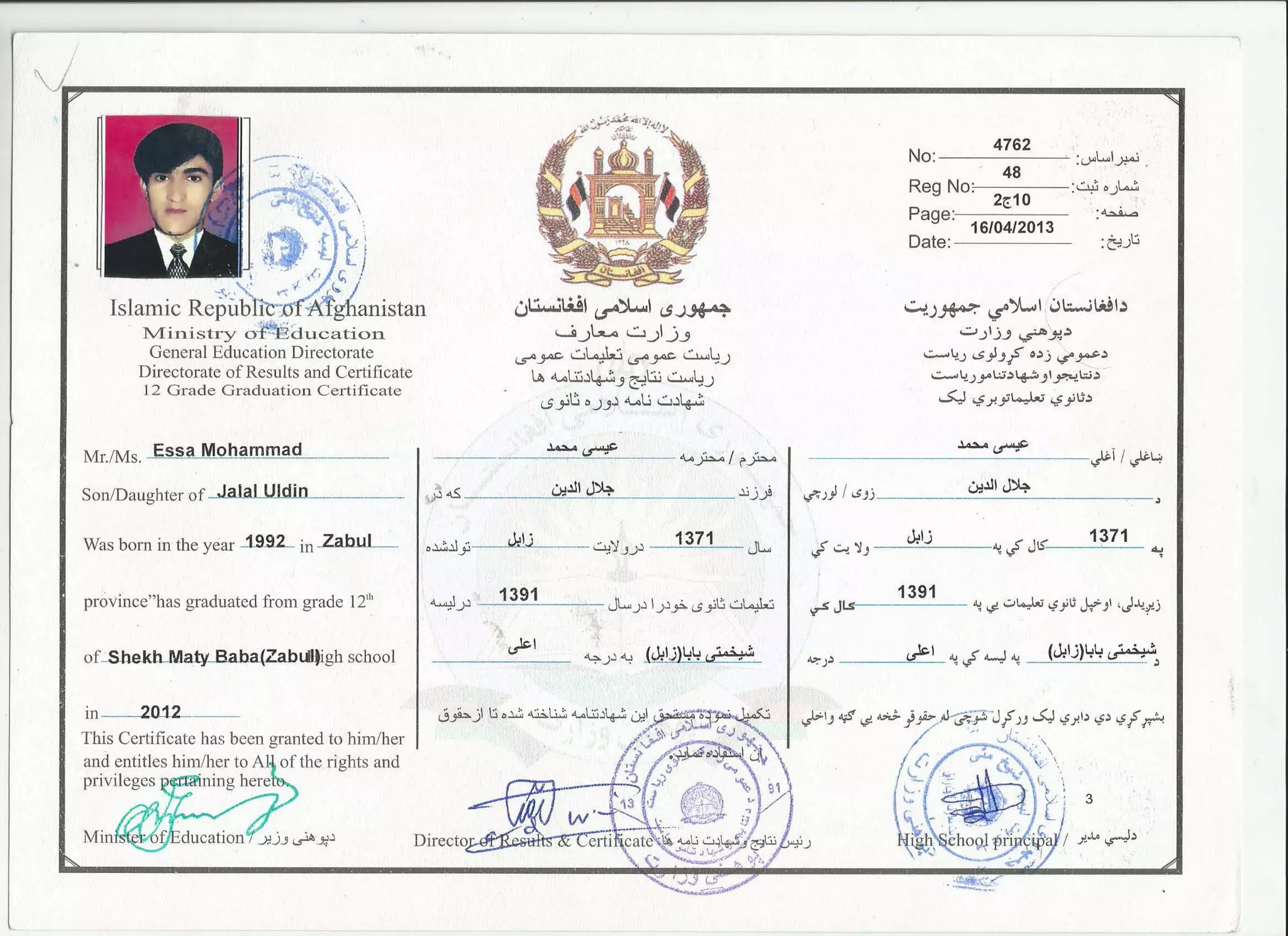 12th class certificate | PDF