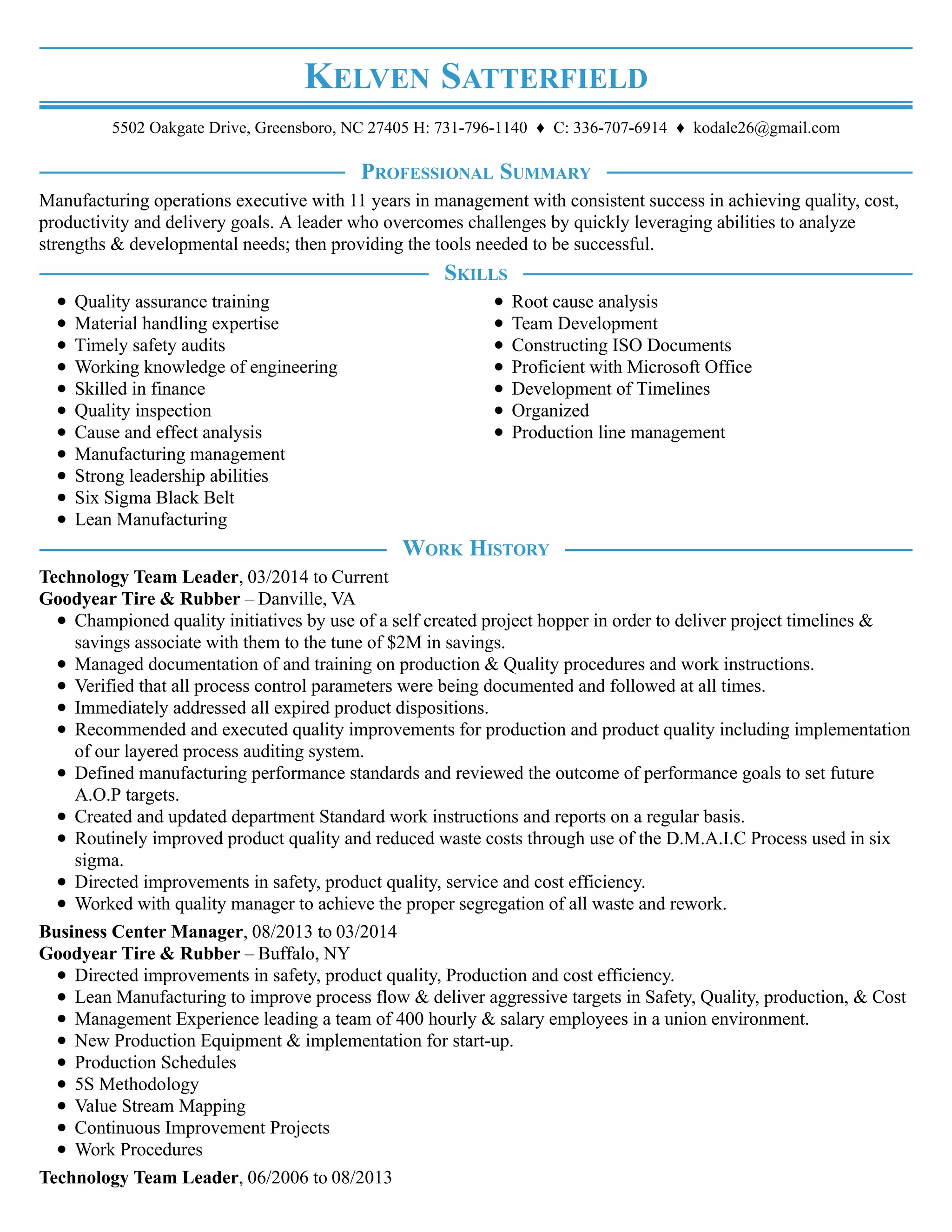 Kelven Satterfield Resume 2017 | PDF