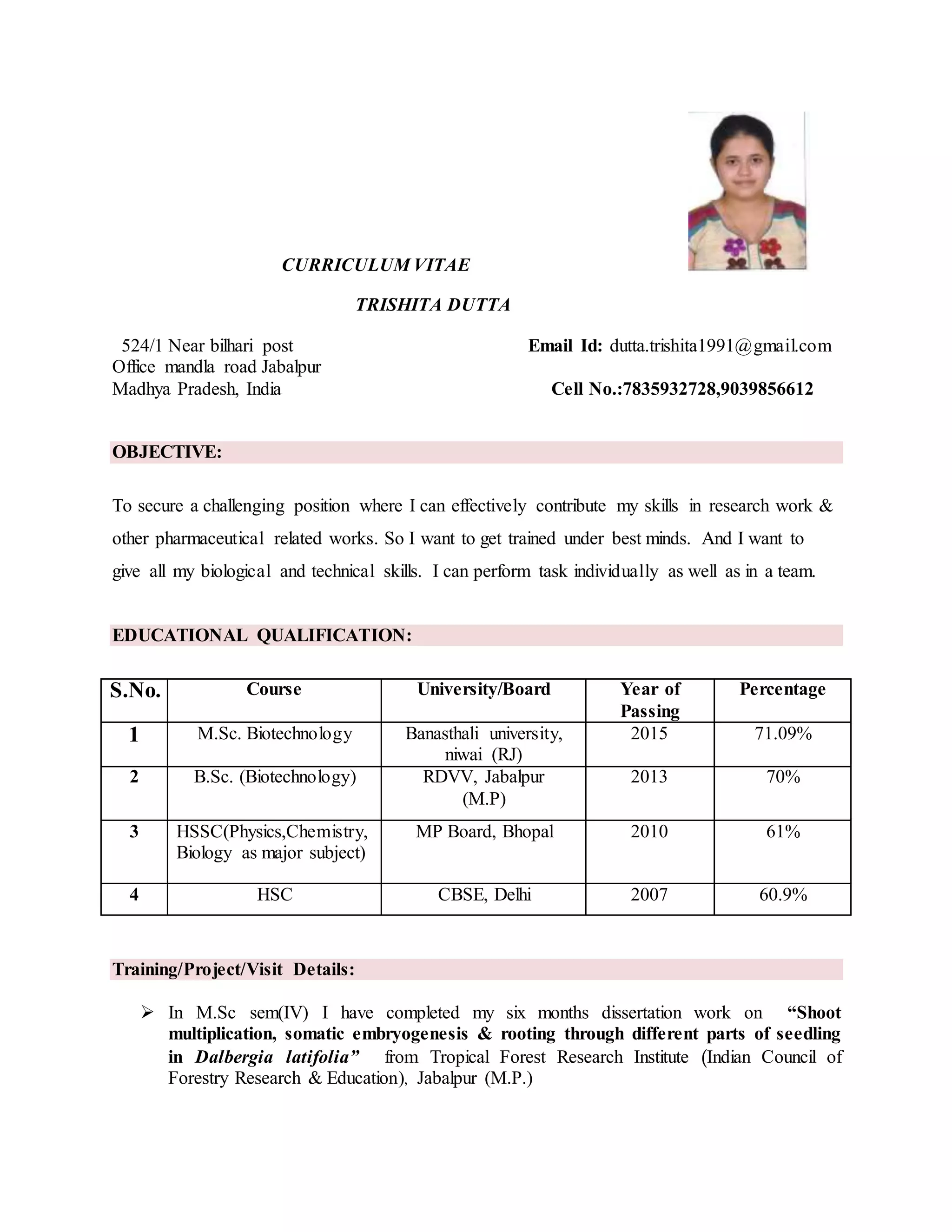trishita dutta cv | DOCX