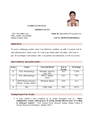 trishita dutta cv | PDF