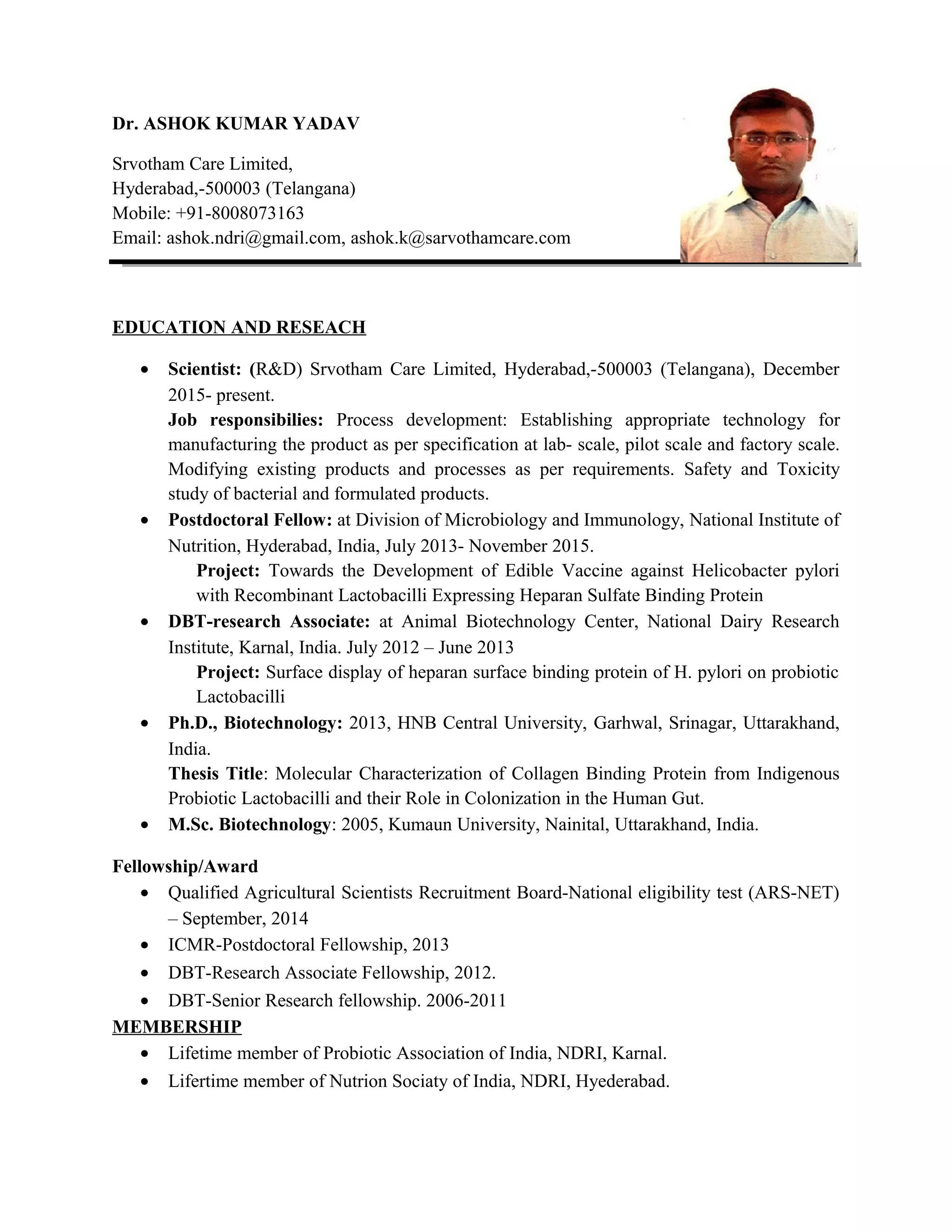 Dr Ashok CV | DOC