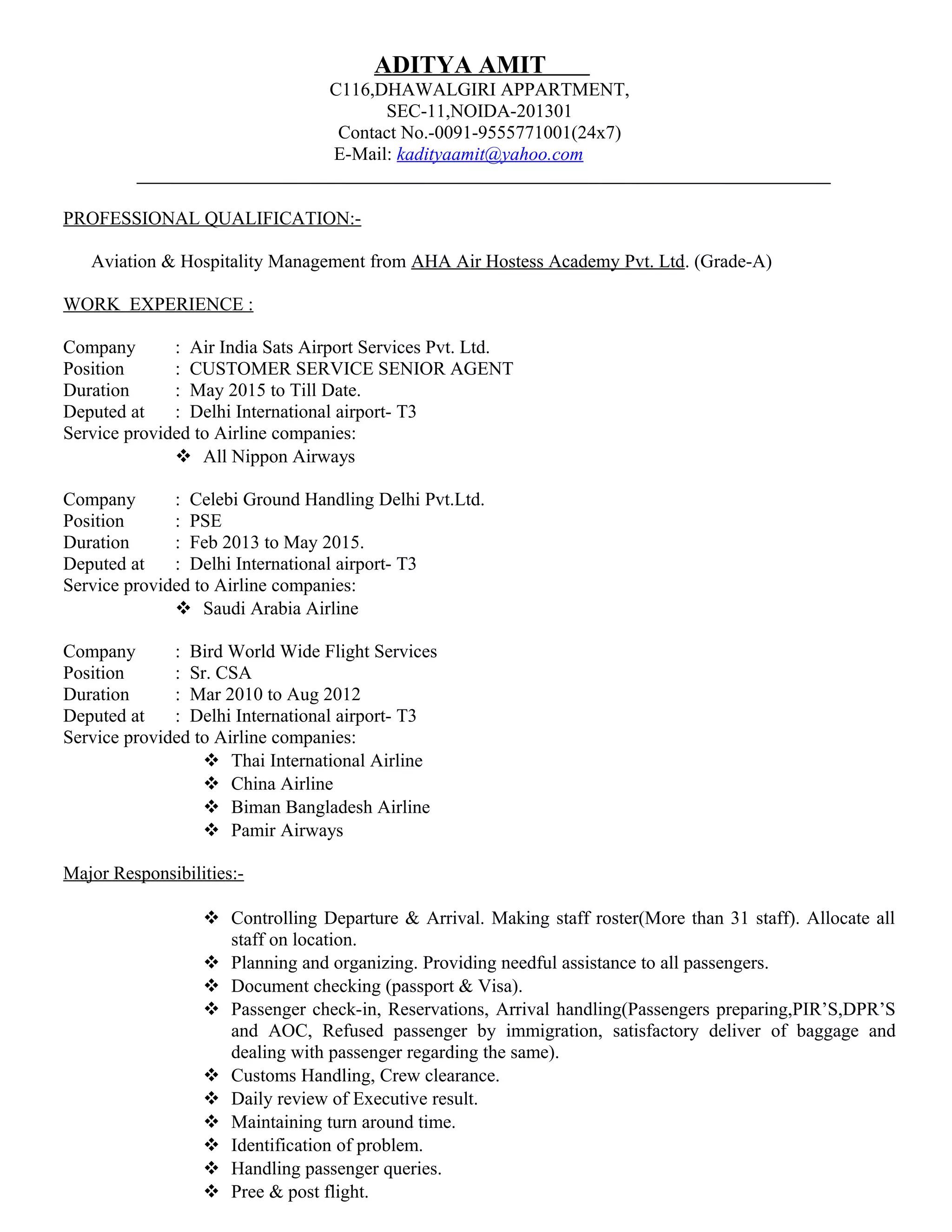 Resume Aditya Amit | DOC