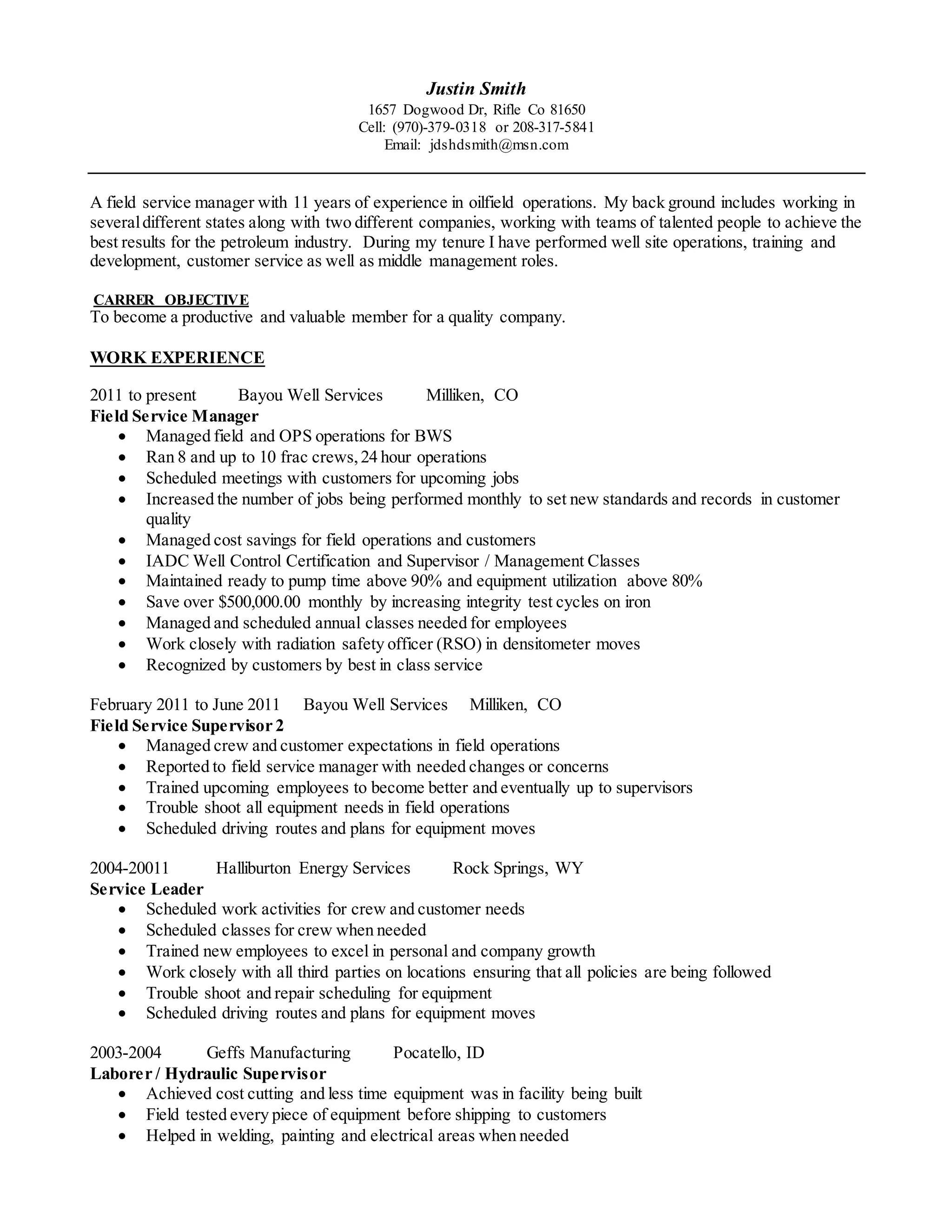 Justin Smith resume | DOCX