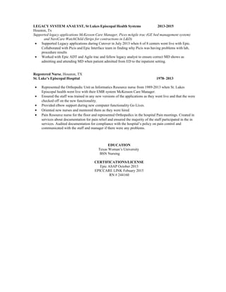 Sheila's System Analyst Resume | DOC | Healthcare Industry | Industries