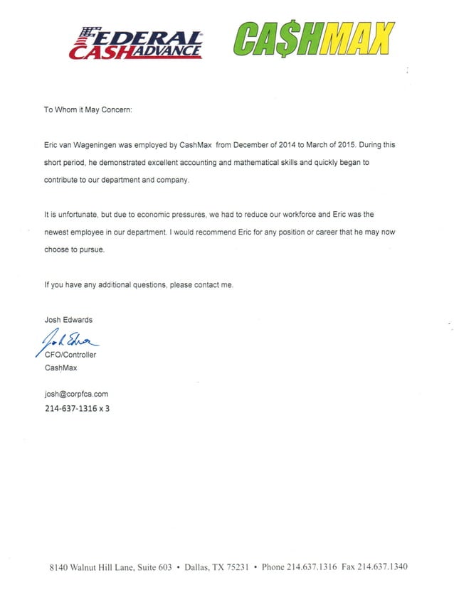 Letter of Recommendation from Josh Edwards | PDF
