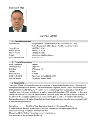 CV son | PDF | Air Travel | Travel Type