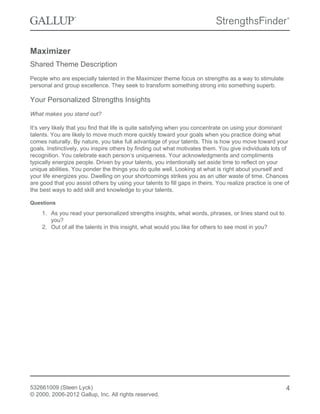 strenghtfinder report Steen Lyck | PDF