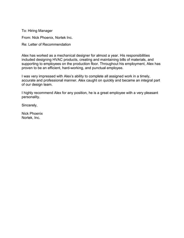 Alex Rec. Letter | PDF