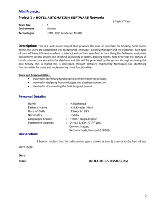 Rasheedha B-Tech IIIrd Year | DOC