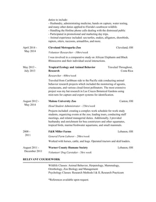 Wildlife Resume | PDF