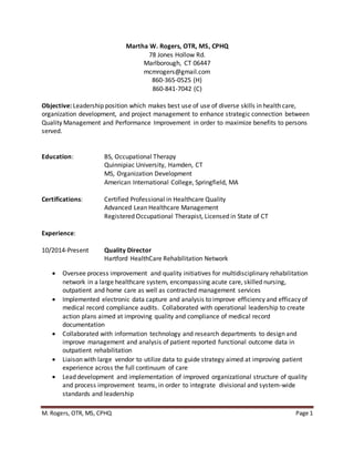 Martha Rogers Resume 10-2016 | PDF