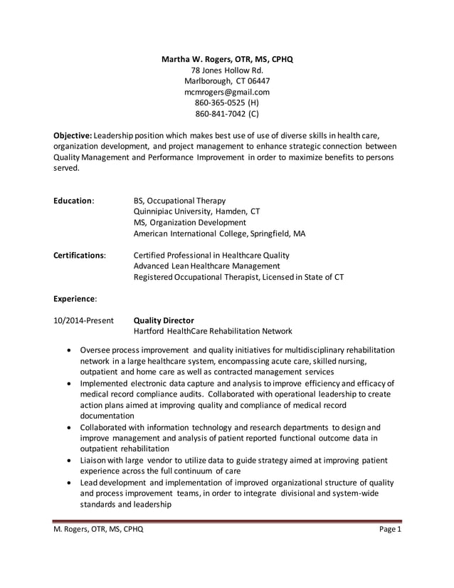 Martha Rogers Resume 10-2016 | PDF
