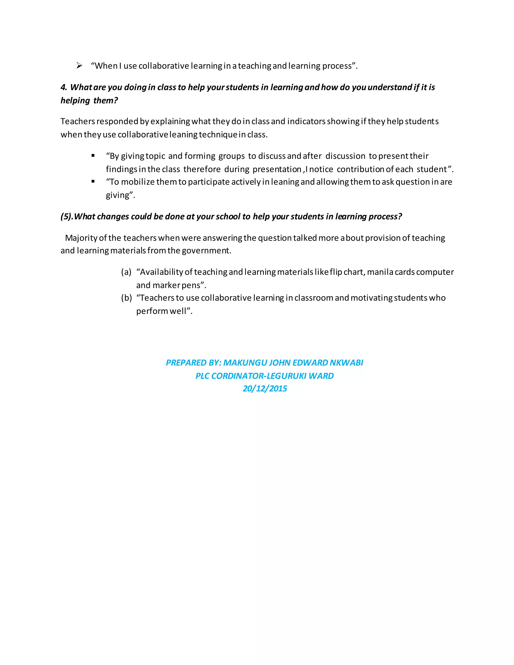 TEACHERS' FEEDBACK BEFORE WORKSHOP | DOCX