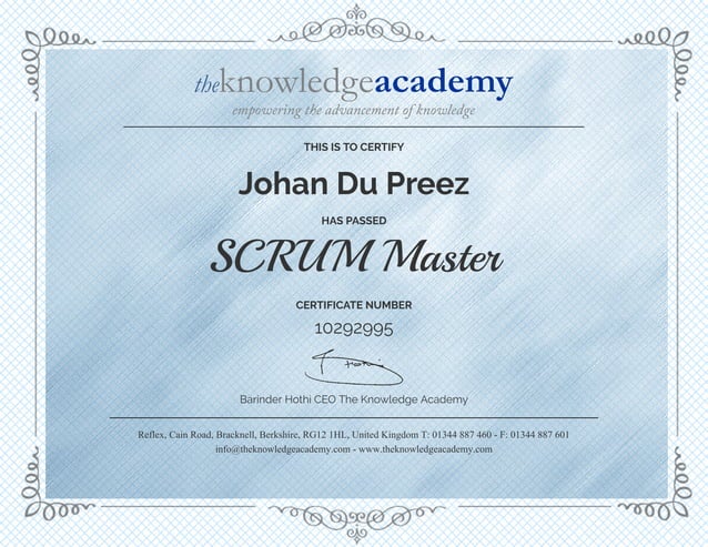 SCRUM Master Certificate